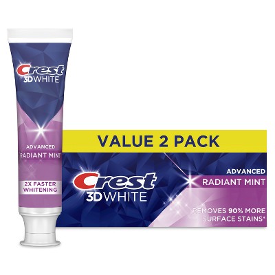 Crest 3d White Advanced Teeth Whitening Toothpaste - Radiant Mint - 3 ...