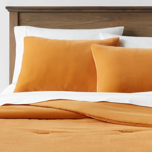 King Lustrous Velvet Comforter & Sham Set Dark Gold - Threshold ...