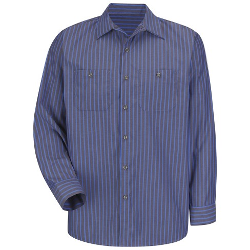 Red Kap Men's Long Sleeve Industrial Stripe Work Shirt, Grey/blue ...