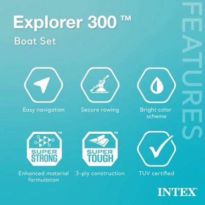 Intex 58332ep Explorer 300 Inflatable Boat Set: Includes Deluxe Boat ...