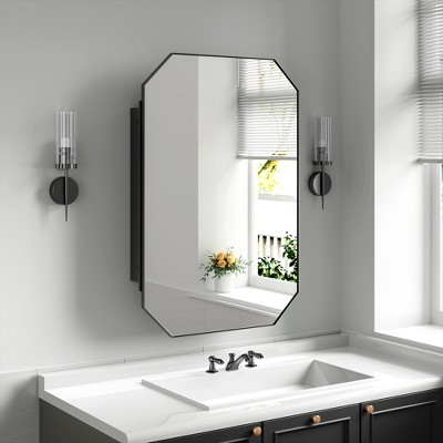 Dovelina Iron Frame Arched Wall Mirror Cabinet Multifunctional Wall ...