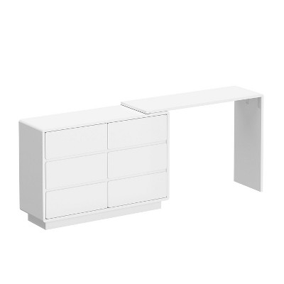 Famapy White Adaptable Rotating Writing Desk With Storage Drawers : Target