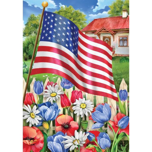 Americana Garden Summer Garden Flag 12.5 X 18 Patriotic Floral ...