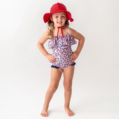 Rufflebutts Red White And Bloom Single Ruffle One Piece - Red White And ...