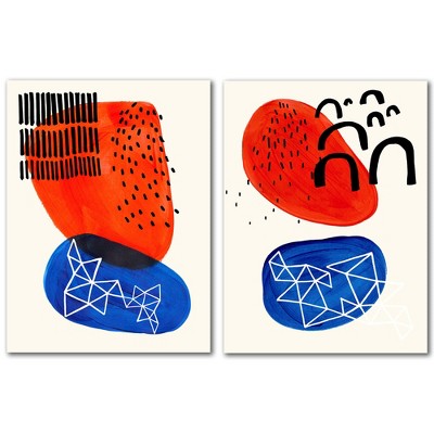 (set Of 3) 16" X 20" Abstract Floral Parchment Textured Framed Canvas ...