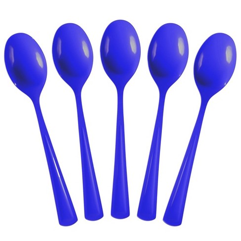 Exquisite Heavy Duty Disposable Dark Blue Plastic Spoons - 50 Ct. : Target