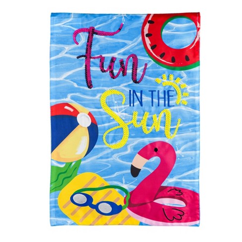 Evergreen Fun In The Sun Pool Garden Applique Flag 12.5 X 18 Inches ...