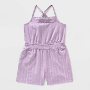 Girls' Adaptive Knit Geo Printed Romper - Cat & Jack™ Lilac Purple M ...