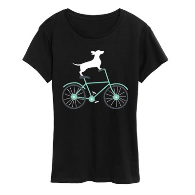 Women's - Instant Message - Dacshund Riding Bike Short Sleeve Graphic T ...