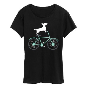 Women's - Instant Message - Dacshund Riding Bike Short Sleeve Graphic T ...