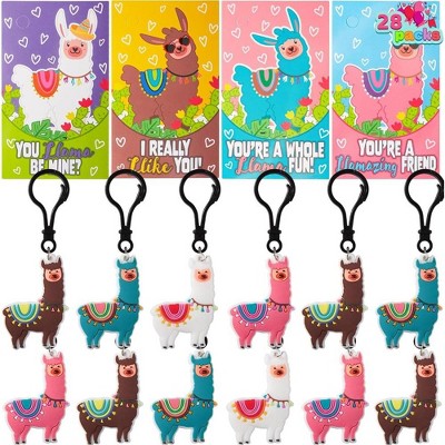 Syncfun 28 Pack Valentines Day Gifts Cards For Kids With Llama Key ...