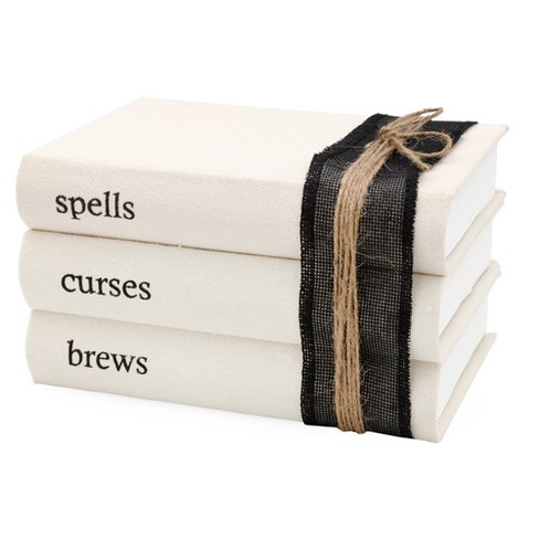 Auldhome Design Halloween Faux Book Stack; Decorative Witches’ Book Set ...