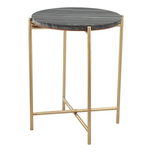 Zuo David Side Table Gray & Gold : Target