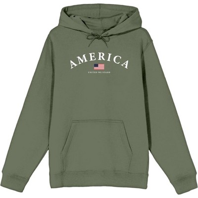 Americana American Flag Olive Adult Long Sleeve Hoodie-XS : Target