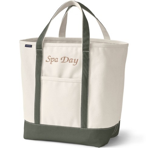 Lands' End Large Natural 5 Pocket Open Top Canvas Tote Bag - - Natural ...