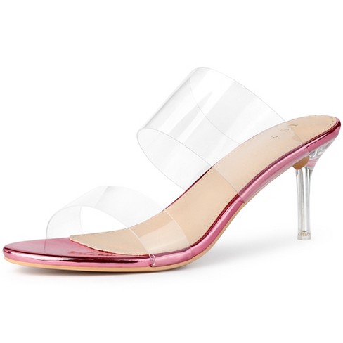 Allegra K Women's Clear Slide Stiletto Heels Sandals Pink 8 : Target