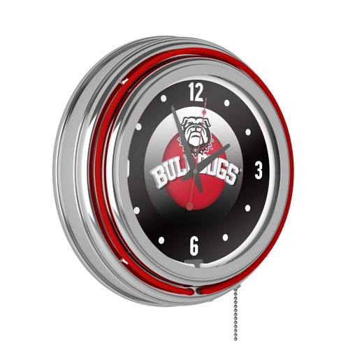 Ncaa Georgia Bulldogs Chrome Double Rung Neon Clock - Honeycomb : Target