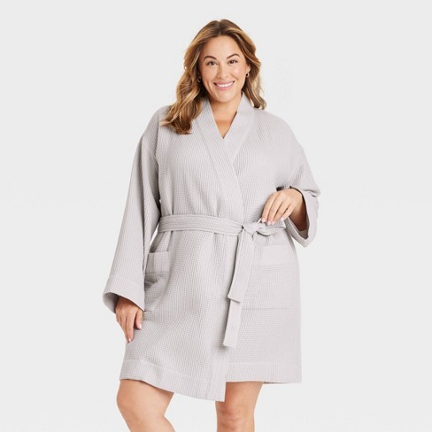 Women's Waffle Robe - Auden™ Light Gray 1x/2x : Target