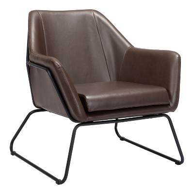 HomeStock 30.3 in H Brown Finish Round Wood Frame Straight Armchair ...