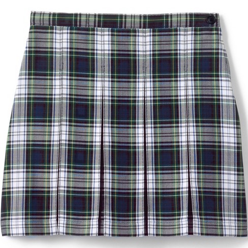Lands' End School Uniform Kids Plaid Box Pleat Skirt Top Of The Knee ...