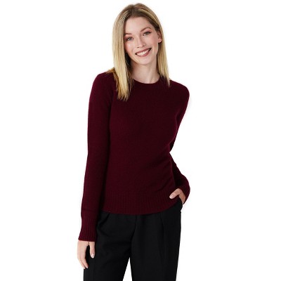 Style Republic 100% Pure Cashmere Crew Neck Women's Sweater - Maroon ...