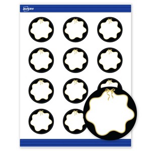 Avery Round Cards, 2" Diameter, Black with Gold Bow Design, Matte : Target