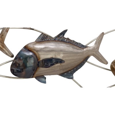 24" X 45" Metal Fish Indoor Outdoor Wall Decor Multi Colored - Olivia ...