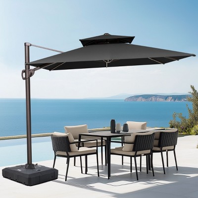 Pellebant 12' x 9' Patio Cantilever Outdoor Umbrella Slide Tilt Double ...