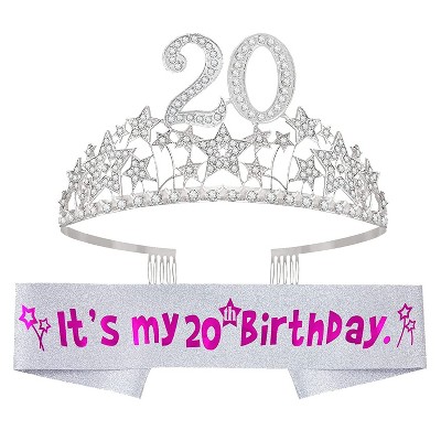 Ebe Emmasbyemma 20th Birthday Sash And Tiara For Women - Fabulous Set: Glitter Sash + Starry Sky ...