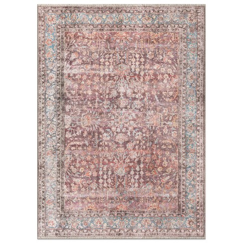 World Rug Gallery Vintage Distressed Bordered Machine Washable Area Rug ...