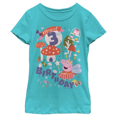 Girl's Peppa Pig Magical 3rd Birthday T-shirt - Tahiti Blue - Medium : Target