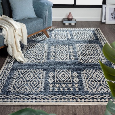 Luxe Weavers Fluffy Shag Navy 8x10 Area Rug : Target