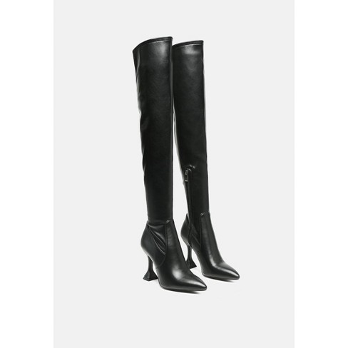 London Rag Womens Brandy Faux Leather Over The Knee High Heeled Boots ...