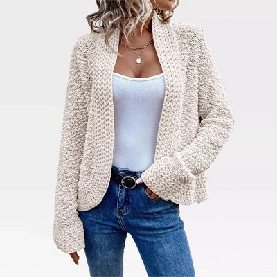 Women's Fluzzy Knit Cardigans Open Front Cozy Sweaters With Long Sleeve ...