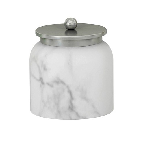 Cotton Container Misty Silver - Nu Steel: Resin Bathroom Canister With ...