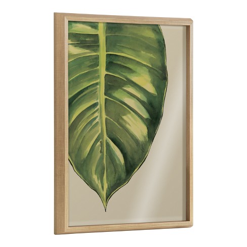 Kate And Laurel Blake Large Leaf Greener Hue Neutral Framed Printed ...