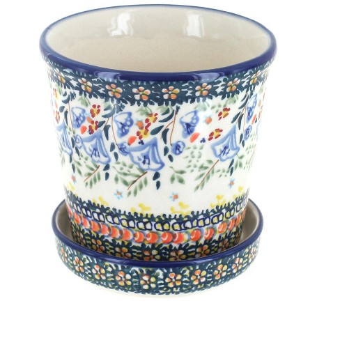 Blue Rose Polish Pottery Periwinkle Flower Pot : Target