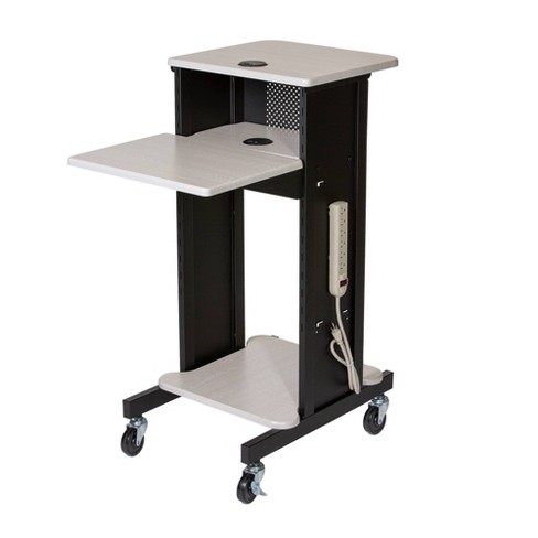 Premium Presentation Lecture Podium Cart: Mobile, With Power Strip ...