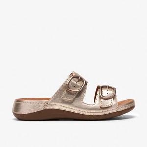 Clarks Womens Cecily Step Champagne Leather Sandals : Target