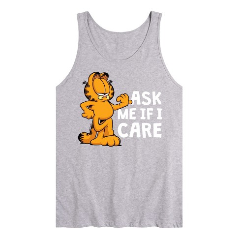 Men's Garfield Ask Me If I Care Graphic Tank Top - Athletic Heather ...