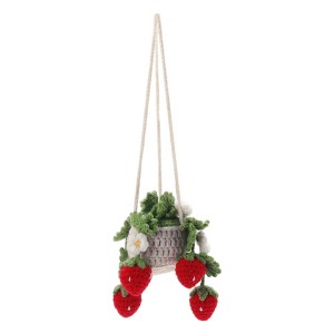 Unique Bargains Cotton Linen Fabric 4 Strawberries Car Rear View Mirror ...