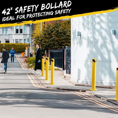 Bollard Post 4-Pack Safety Bollards (48" Tall) - Yellow Steel Posts ...
