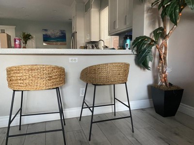 Landis Woven Backed Counter Height Barstool With Cushion - Threshold ...