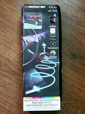 Monster 4pk Fiber Optic LED Light Strips for Car: USB-Powered Interior ...