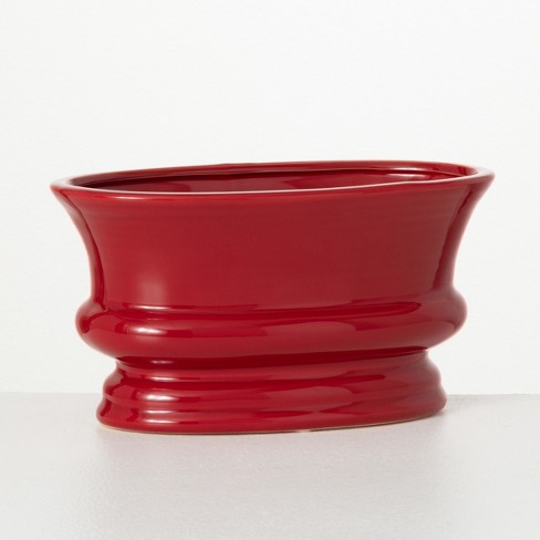Oval Planter Red 5.25"h Ceramic : Target