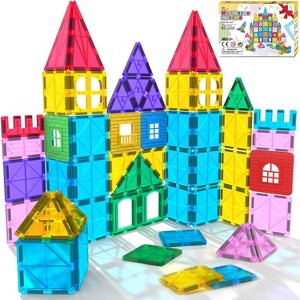 Jasonwell 60PCS Magnetic Tiles Building Set - 3D STEM Toys for Kids Age ...