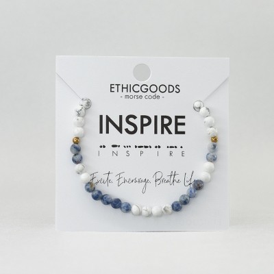 Ethic Goods Women's 4mm Morse Code Bracelet [inspire] - Lapis & Howlite : Target
