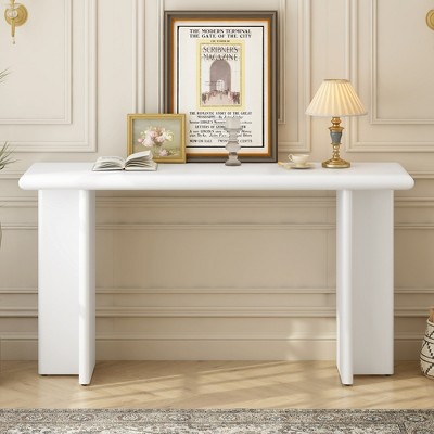 Xiyuyeu Modern L-shaped Console Table With Solid Wood Veneer,sofa Table ...