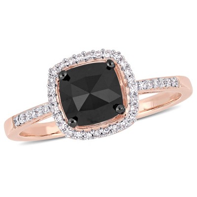 EVERLY JEWELRY | Rose Plated Sterling Silver 1 CT TW Black and White ...
