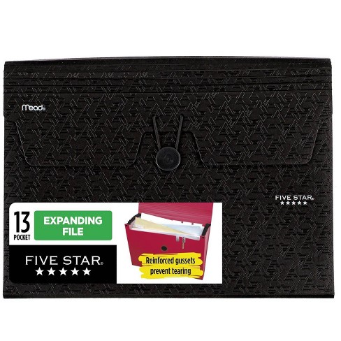 Five Star 13 Pocket Expanding File Black: Accordion Folder & Expandable ...